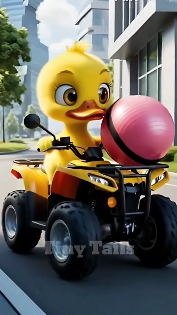 The little duck bought a fitness ball for its hostess to take exercise ...