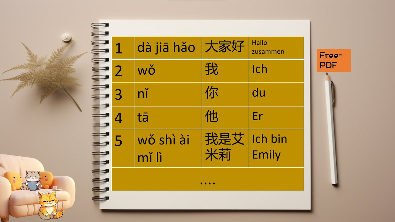 12.Vokabeltraning 2 A Selbstvorstellung -Chinesisch für Anfänger -18 ...