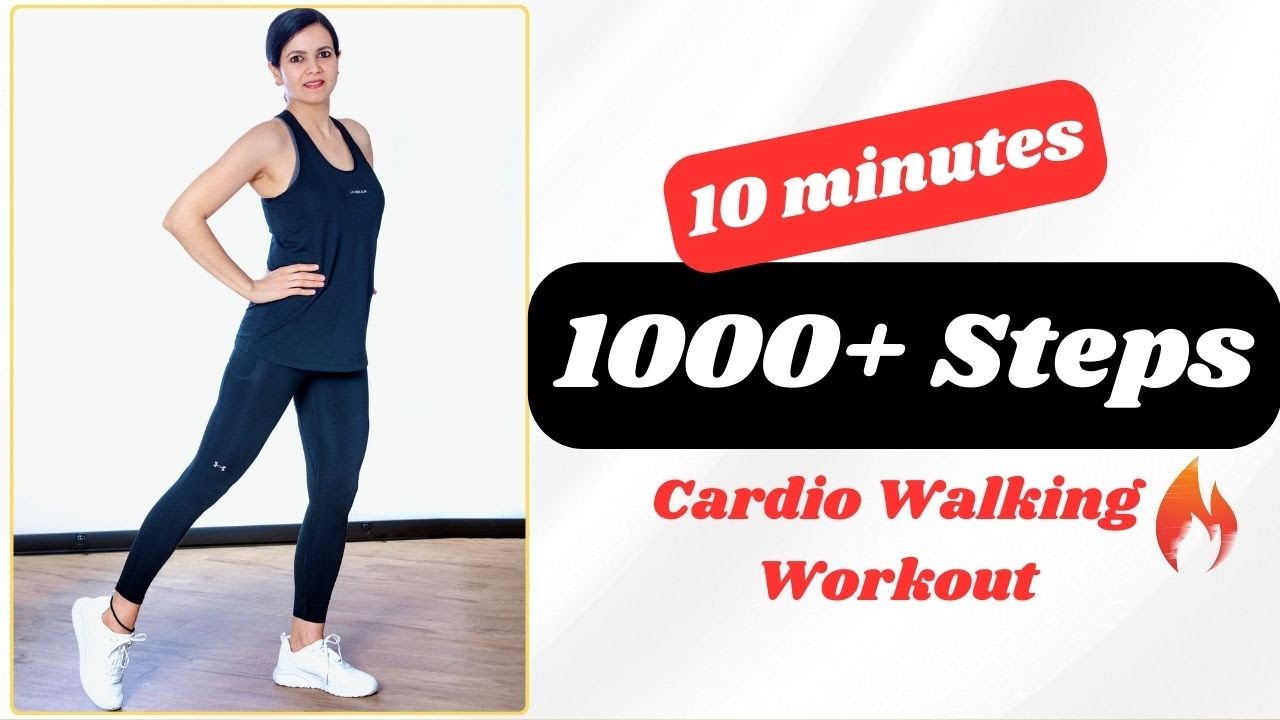 🔥1000+ STEPS in 10 MINUTES🔥⏰ Quick Cardio Walking Workout💦Fat Burn ...