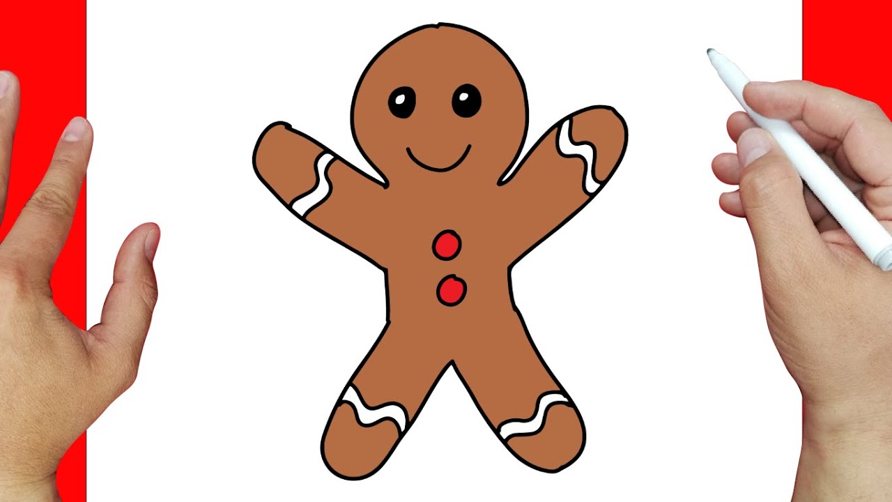 How to draw gingerbread Man step by step - YouTube
