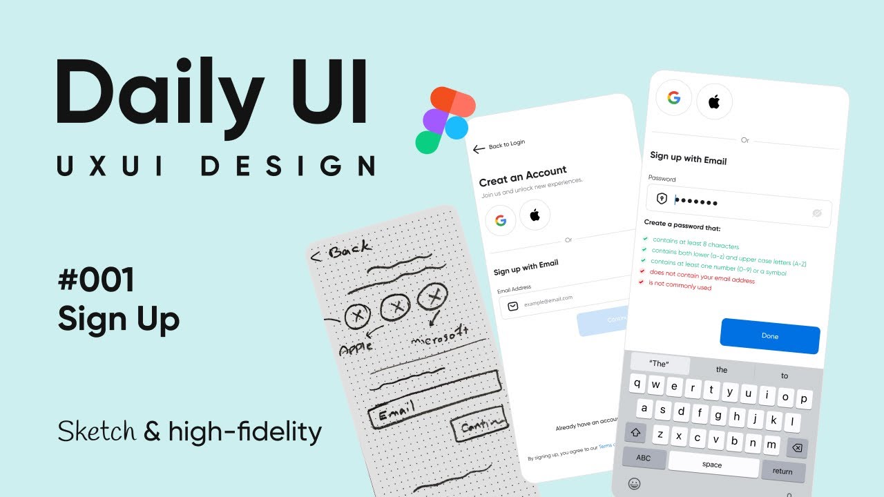 DailyUI #001 #dailyui Sign up Sketch & High-Fidelity - YouTube
