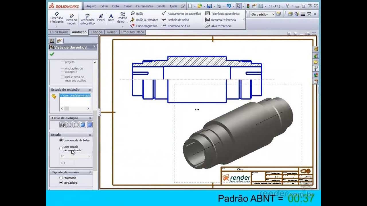 SolidWorks 2013 Detalhamento no Padrão ABNT - Aula 1 - YouTube