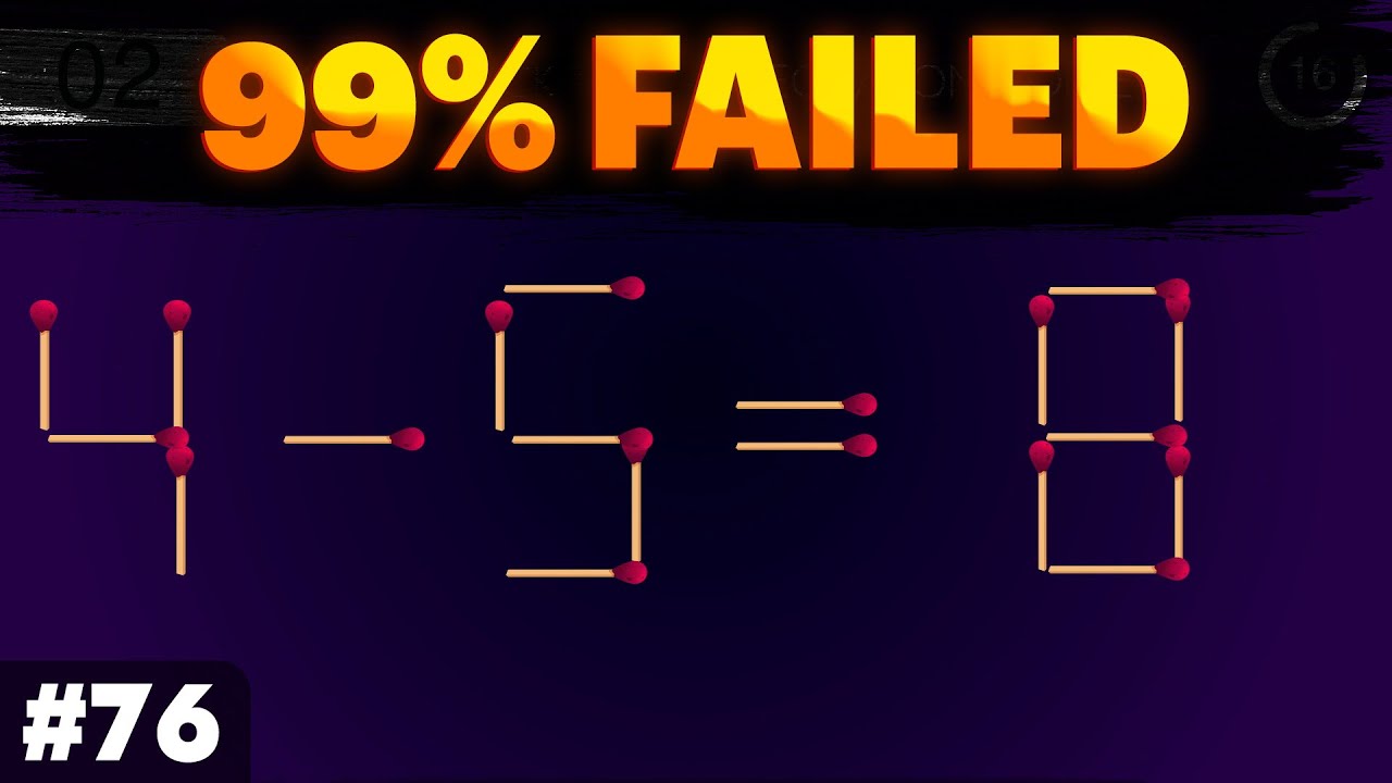 🔥💥 Move 1 Stick To Fix The Equation - Matchstick Puzzle 76 🥸 - YouTube