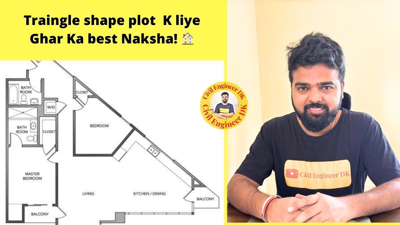 Triangle shape plot k liye ghar ka naksha. House plan for triangular ...