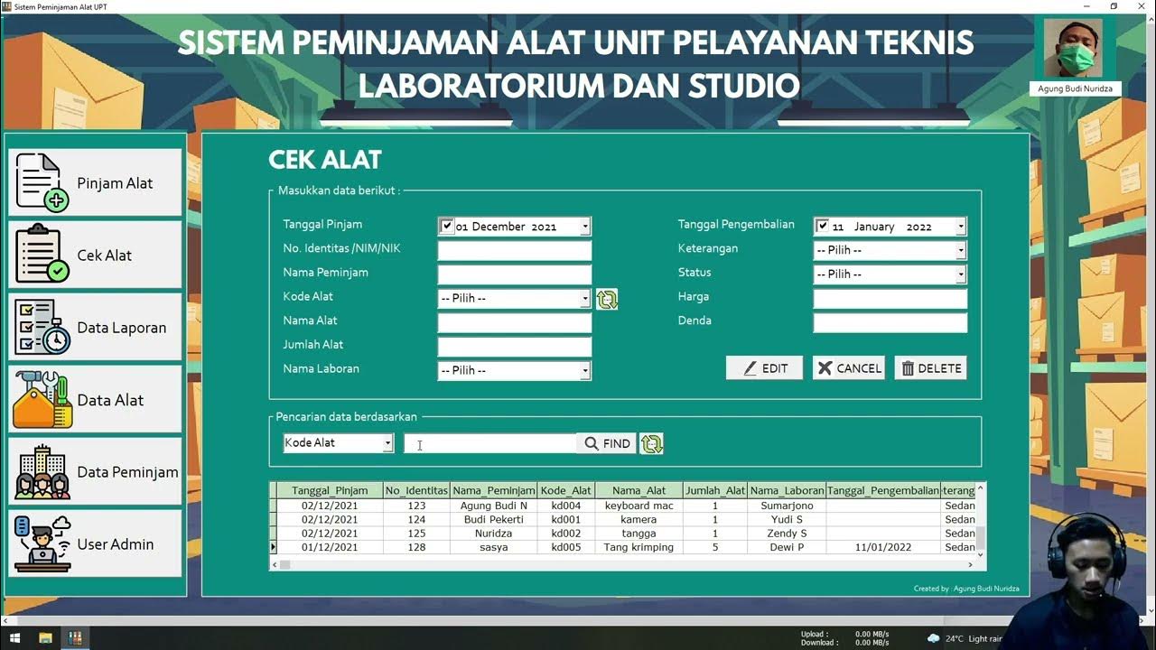 Sistem Peminjaman Alat menggunakan Delphi dan Microsoft Access - YouTube