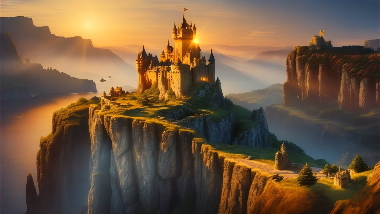 Cliffside Castle in Golden Light: AI Fantasy Animation 🏰 - YouTube