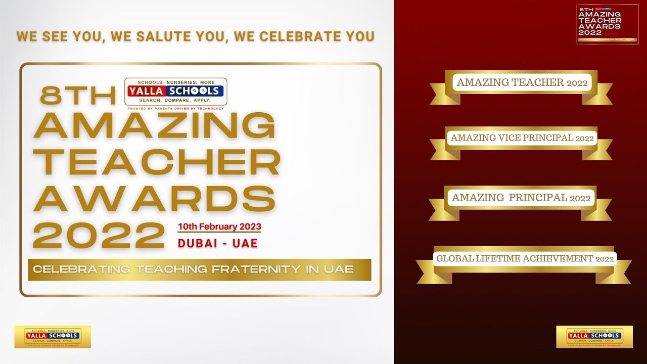 8th Yallaschools Amazing Teacher Awards 2022 - Dubai, UAE - YouTube