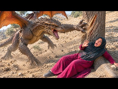 😱 Mahrokh went to pick wild pistachios but encountered a terrifying dragon!