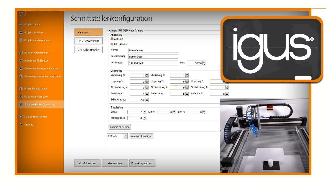 igus Robot Control Kamera Integration - Anleitung - YouTube