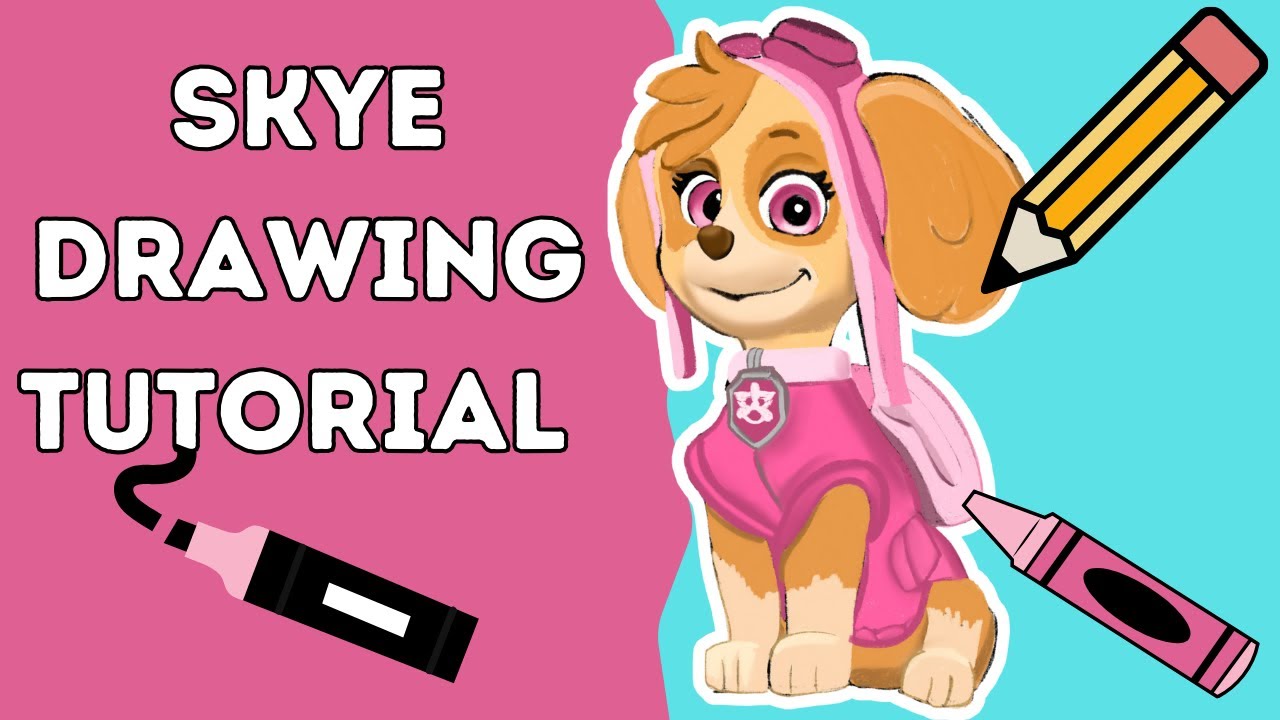 How to draw Skye from paw patrol - Drawing Tutorial for kids - YouTube
