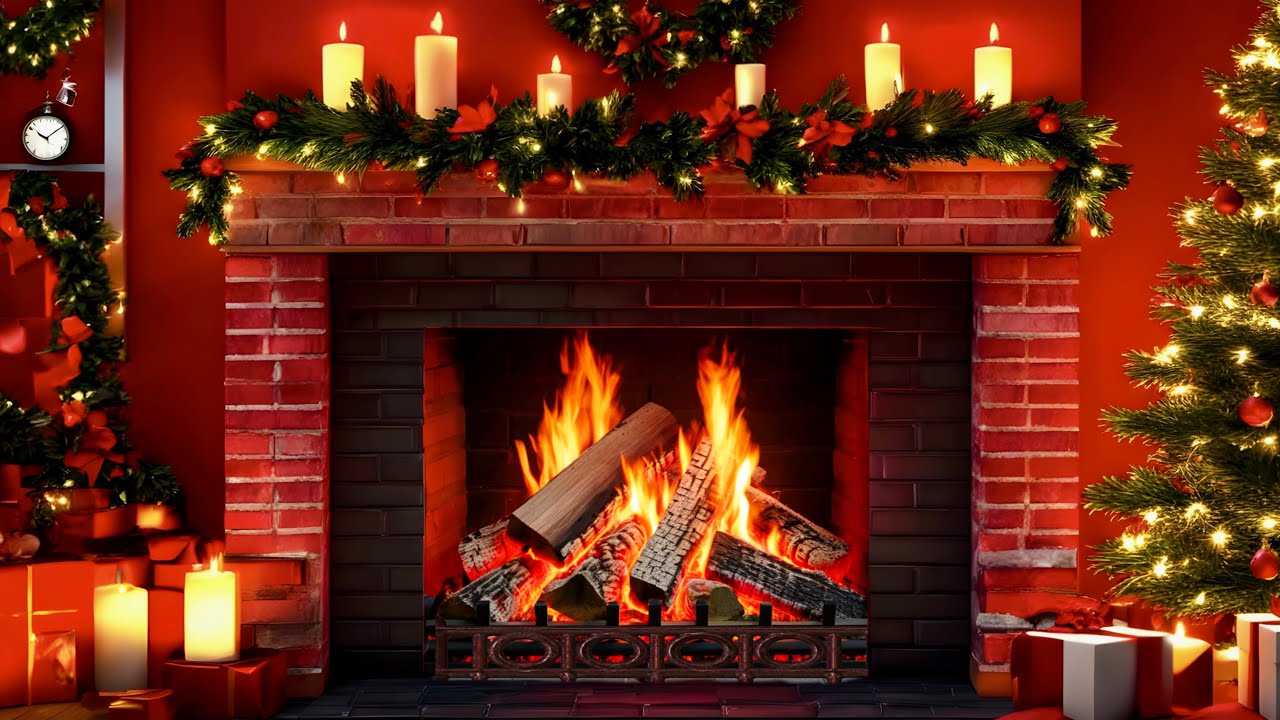 Christmas Fireplace 12 HOURS | Crackling Fire Atmosphere with Burning ...