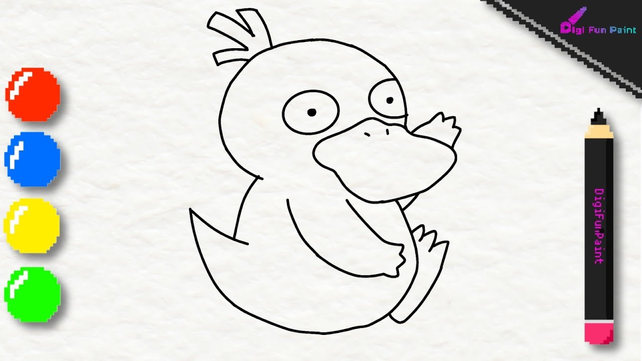 Cara menggambar pokemon Psyduck yang lucu dan mewarnai dengan mudah ...