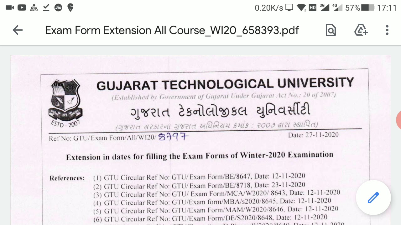 GTU exam form online payment 2020💥 | GTU News Today | GTU Exam News ...
