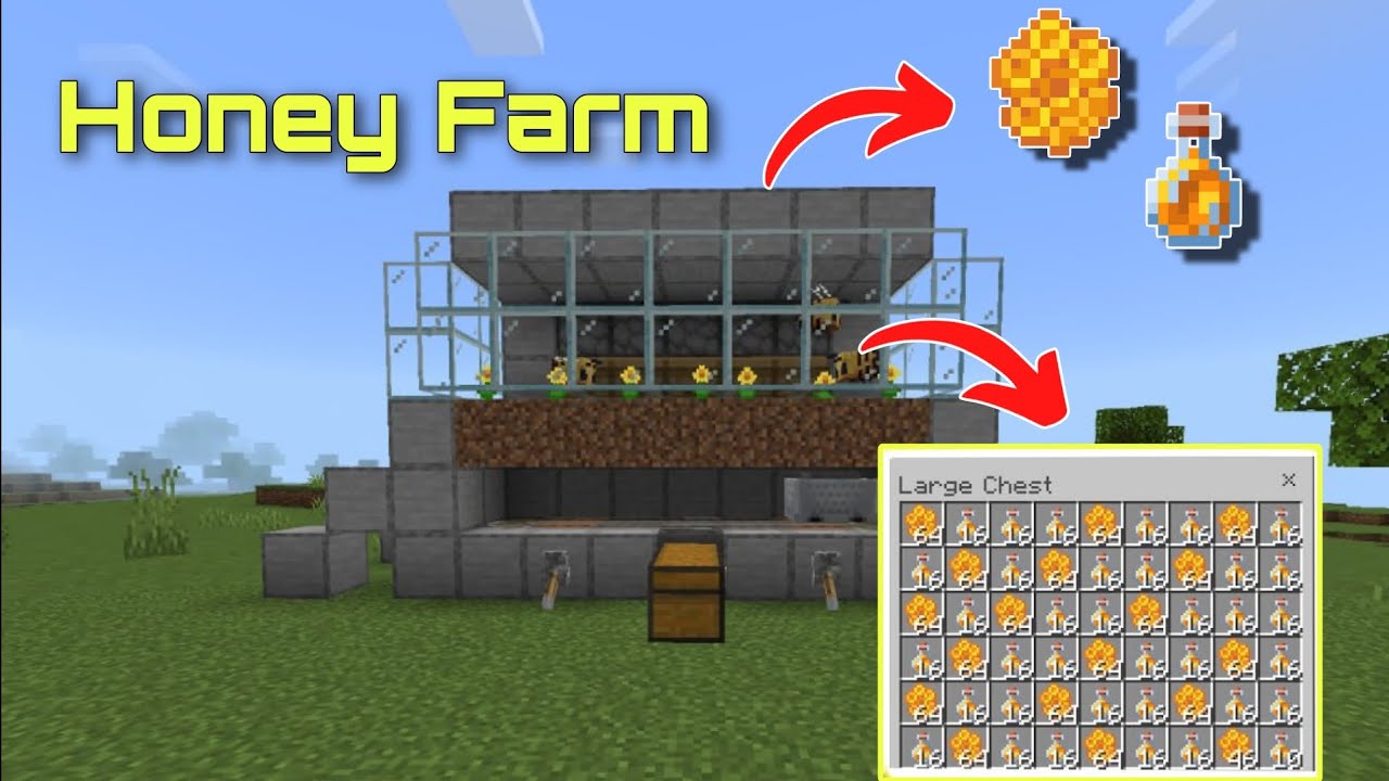ပျားရည်ထုတ်တဲ့စက် ဆောက်နည်း။how to build honey farm in Minecraft. - YouTube