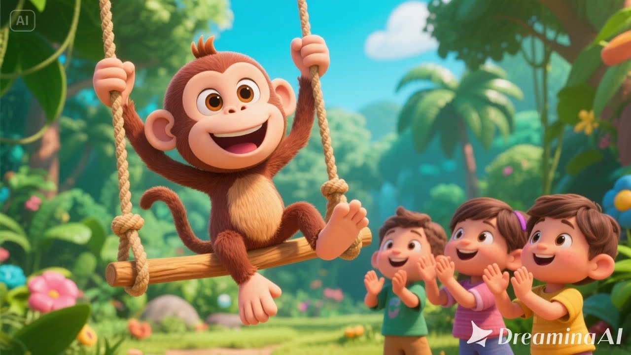 Swing Swing with Monkey | Fun Monkey Song for Kids | Sing Along Nursery ...