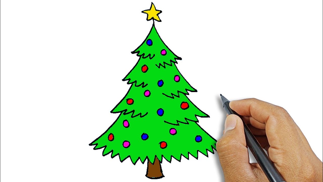 How to draw a Christmas tree hard | Drawing Ideas For Beginners - YouTube