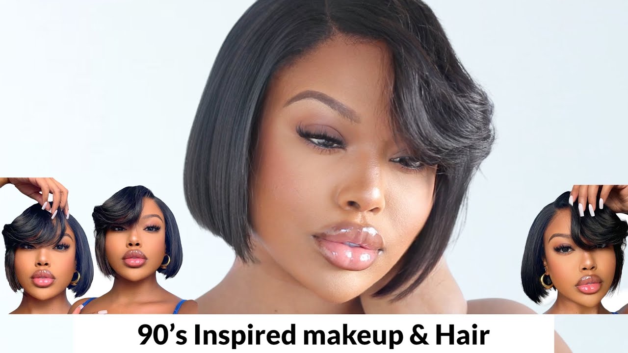 90’s Inspired Makeup & hair | Side swept bangs Ft Panala hair - YouTube