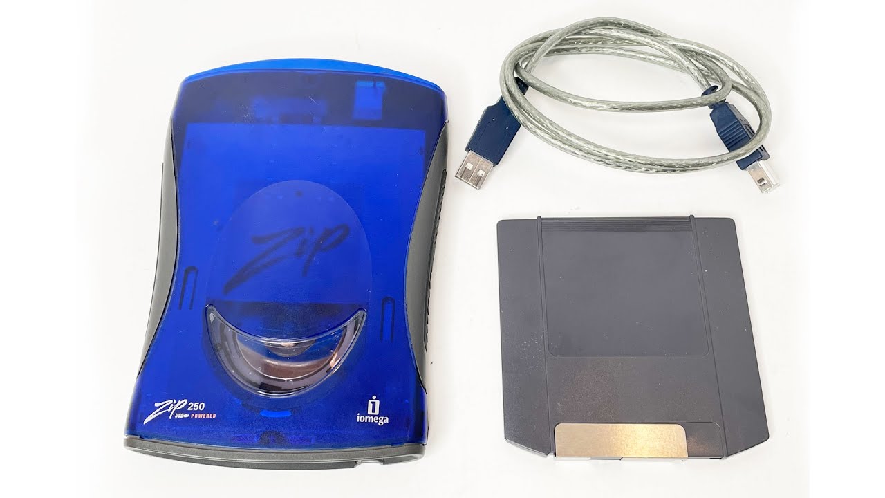 iOmega Zip 250 USB powered external storage drive w/ cable & disk ...
