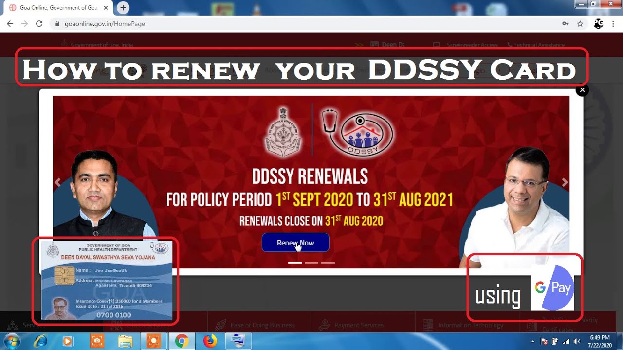 How to renew your DDSSY card online | Google pay - YouTube
