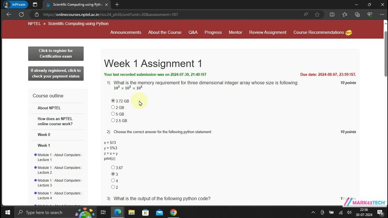 NPTEL Scientific Computing using Python Week1 Assignment 1 Solution July 2024 - YouTube