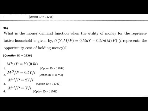 money demand function from utility of money function - YouTube