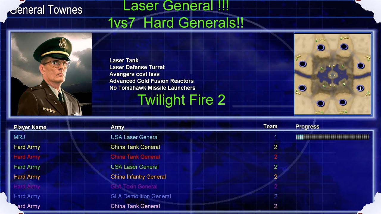 Laser General 1 vs 7 Hard Generals. (Twilight Fire 2) - YouTube