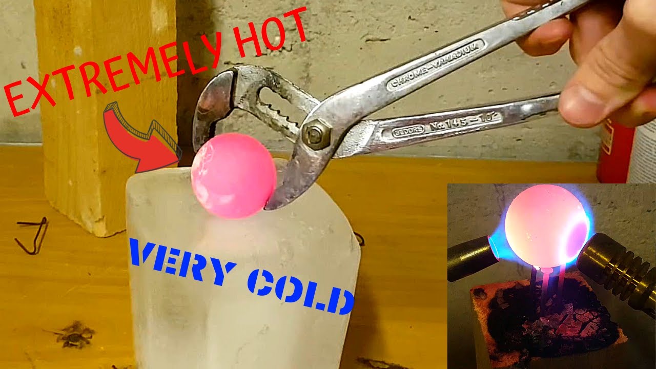 1000 Degree RED HOT Nickel Ball vs Ice Block - YouTube