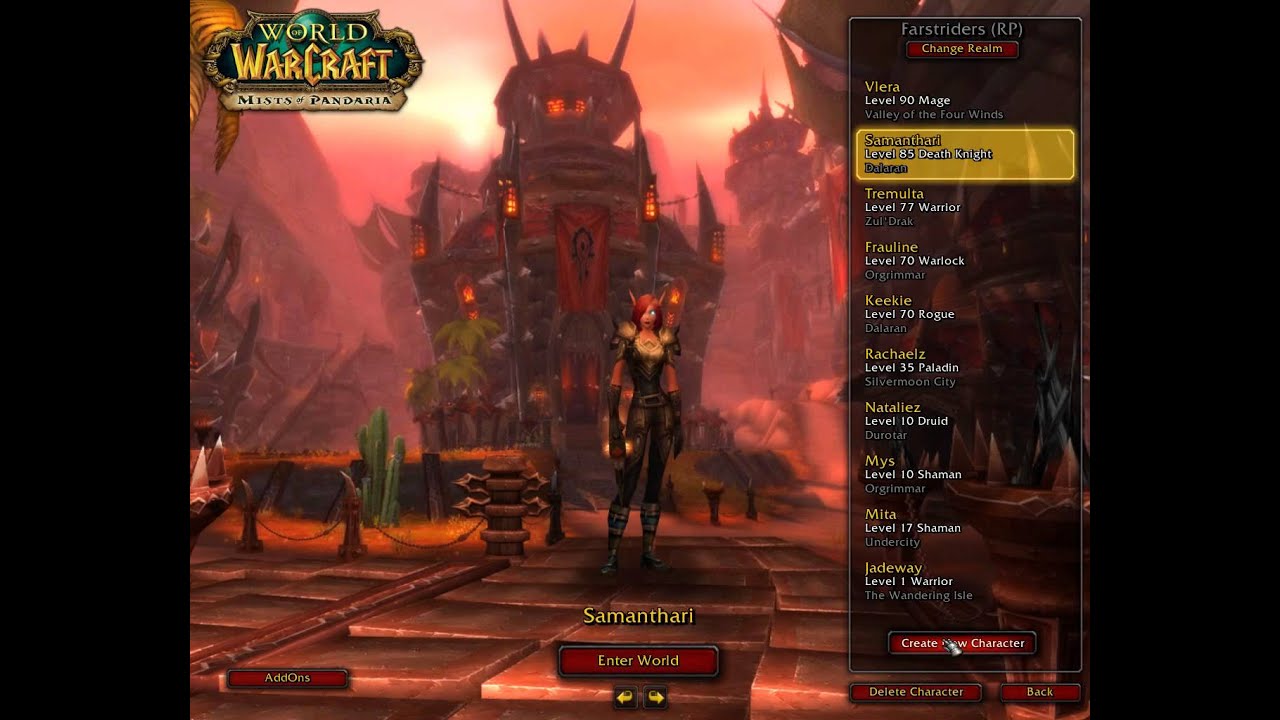 Wow - Strange character select screen - YouTube