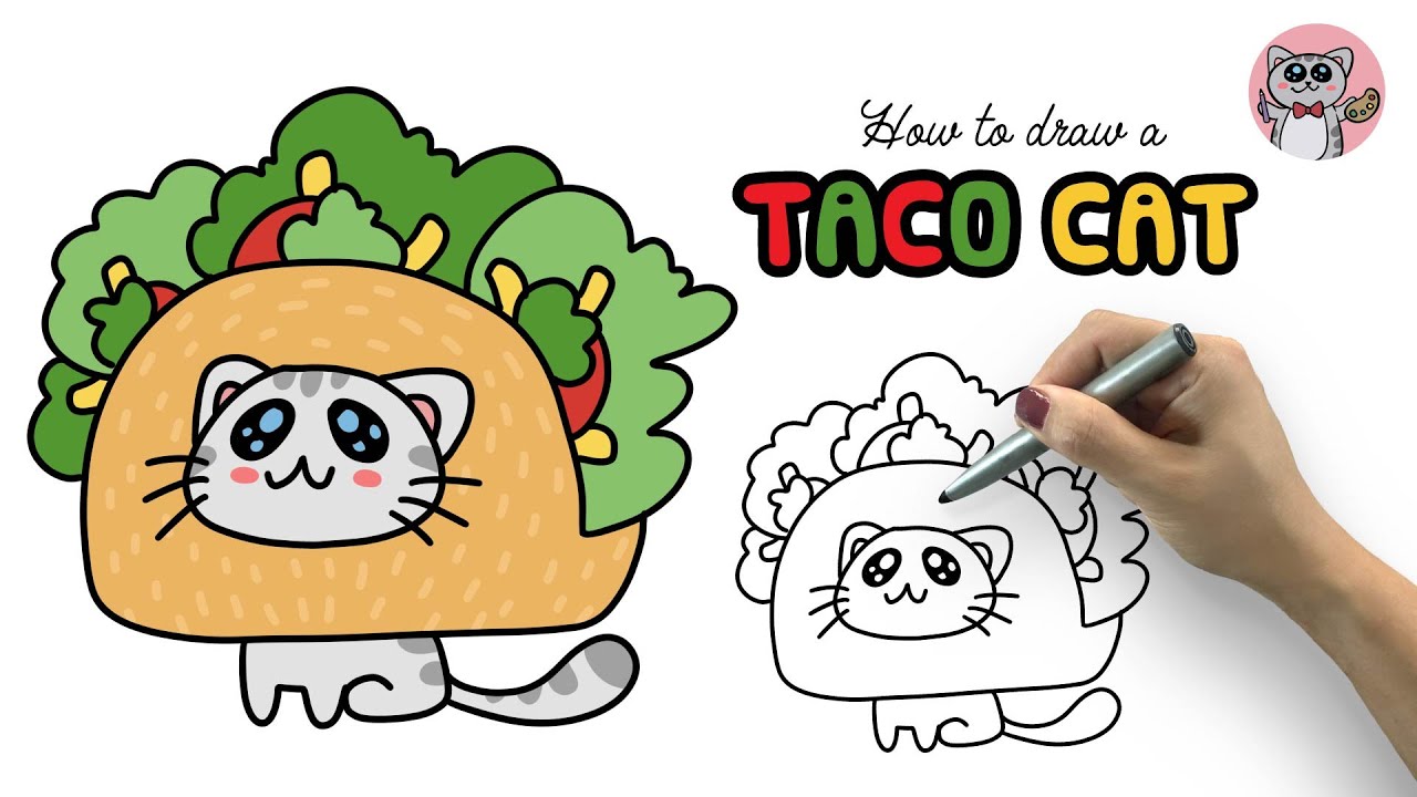 How to draw a Taco Cat - Easy drawing step by step - YouTube