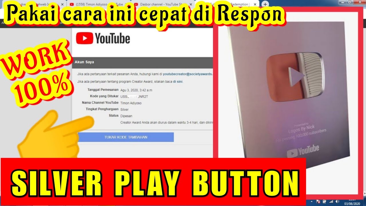 Cara Klaim Silver Play Button terbaru 2021 - YouTube