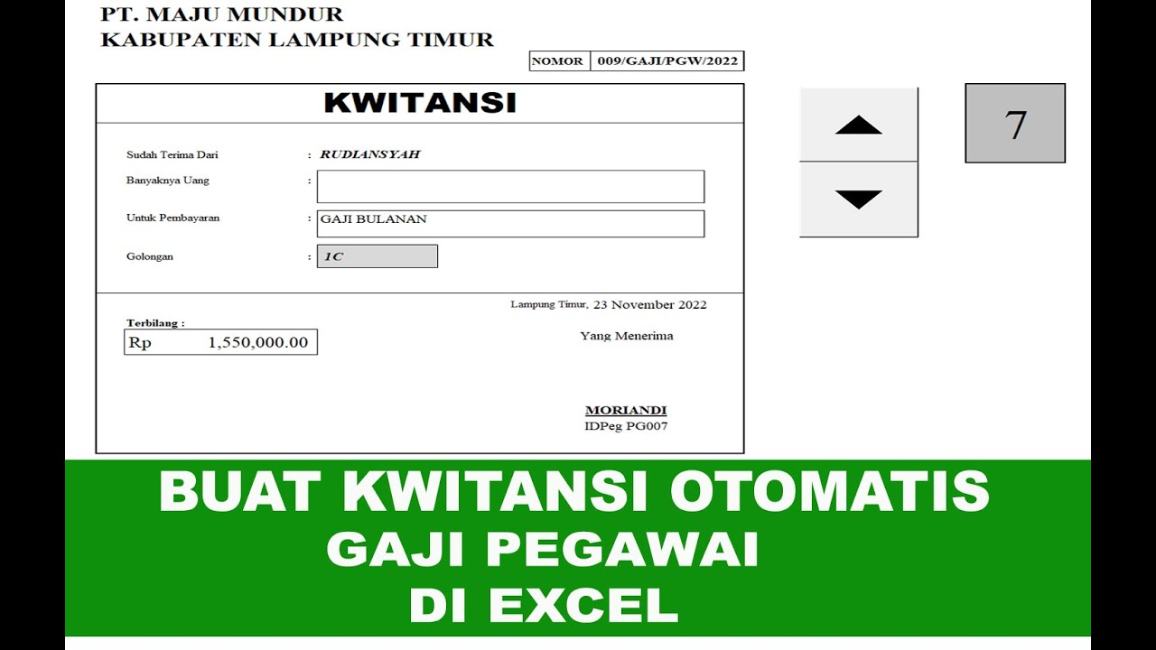 Membuat Kwitansi Otomatis Pembayaran Gaji Pegawai di Excel - YouTube
