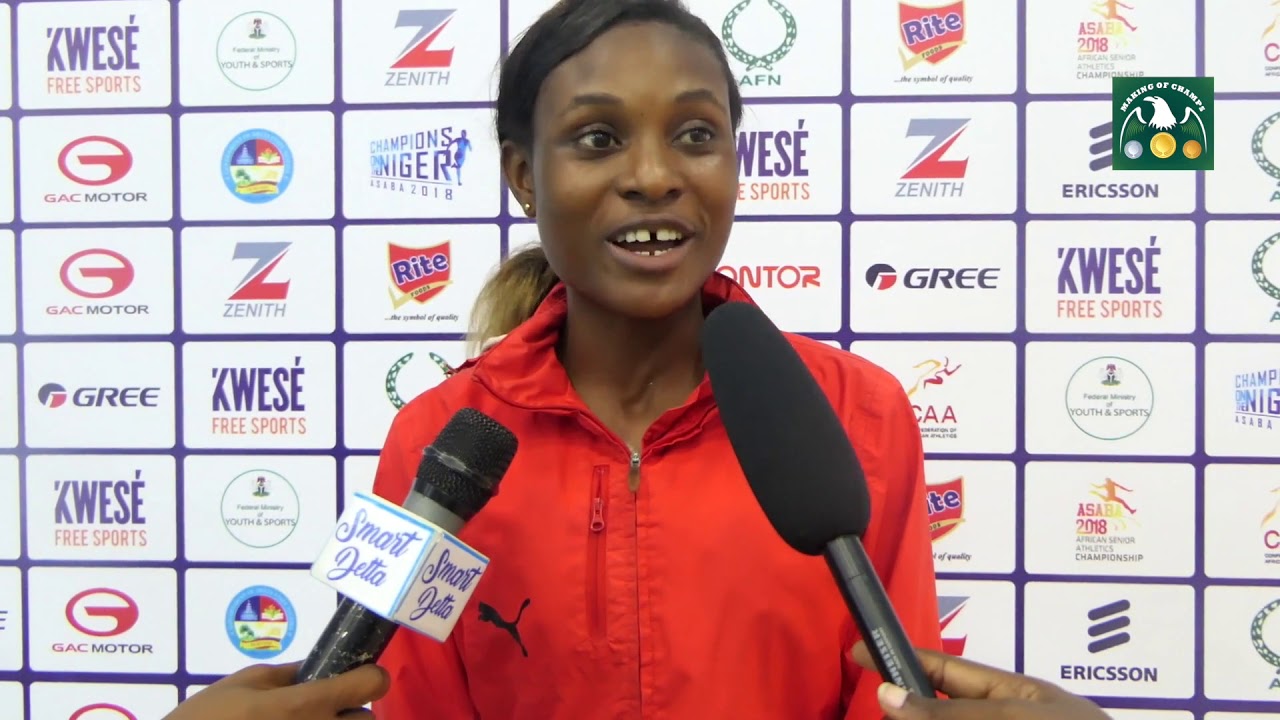 Janet Amponsah after the women 100m finals - YouTube