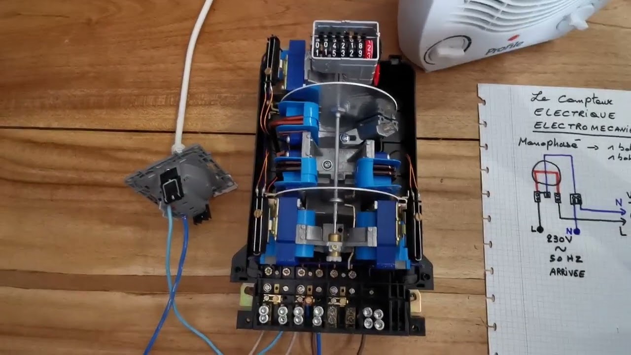 Le compteur électrique électromécanique explications - YouTube
