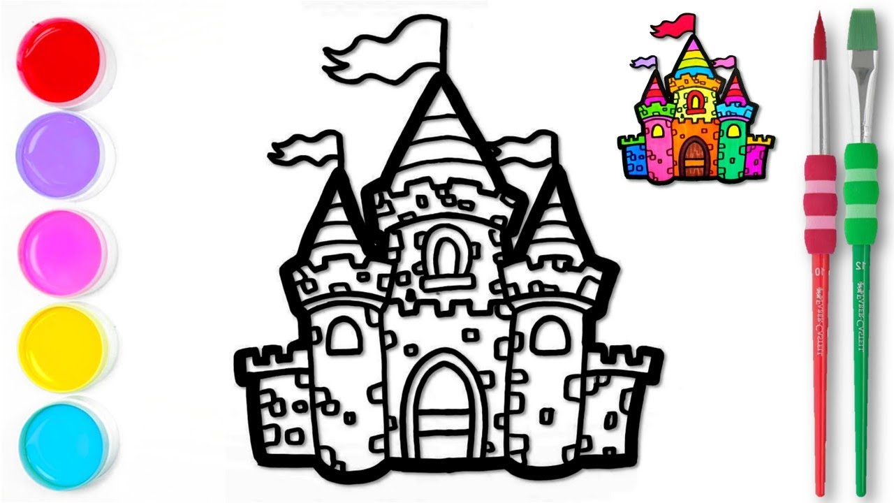 Learn How to Draw a Castle, Playground Castle Scene | Drawing Ideas For ...