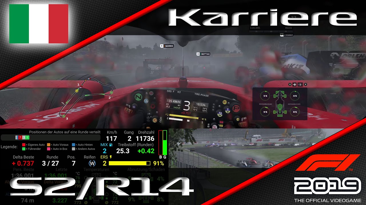 F1 2019 KARRIERE - S2/R14 - Italien (KI 103, No Assists, Telemetry ...
