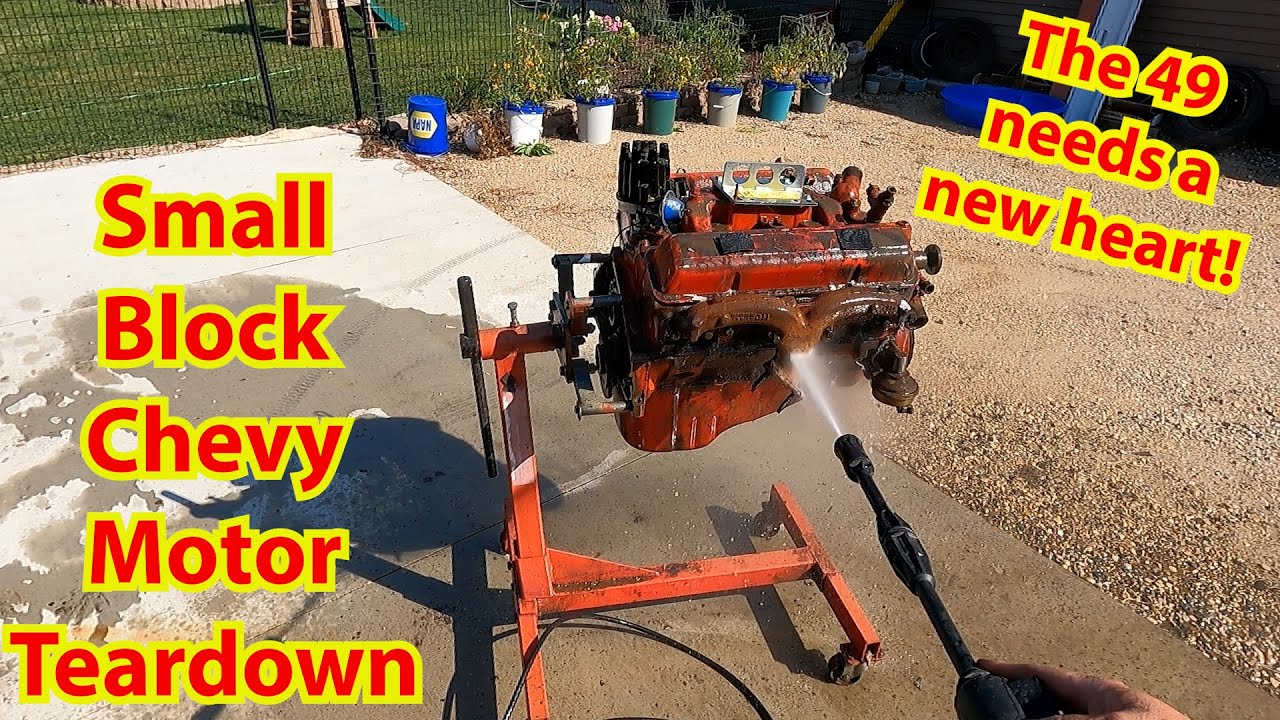Small block Chevy motor teardown to get a block as the 49 Chevy pickup ...
