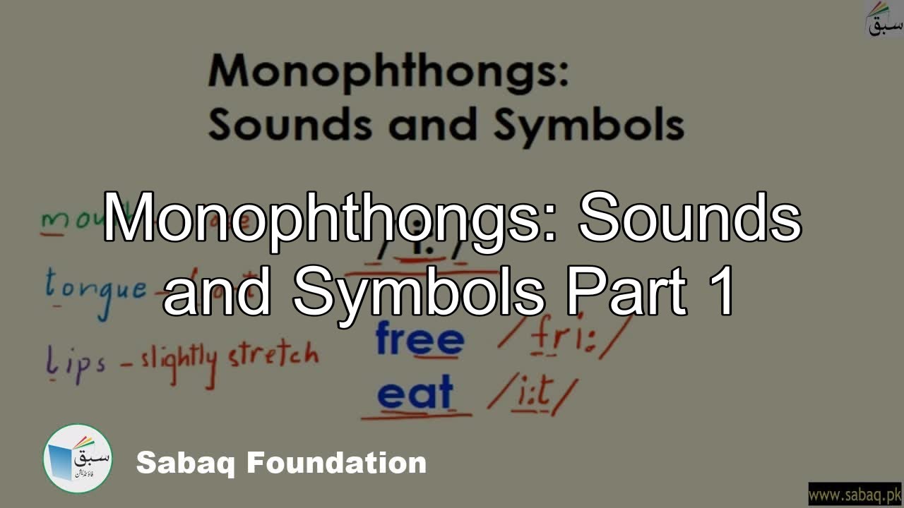 Monophthongs: Sounds and Symbols Part 1, English Lecture | Sabaq.pk ...
