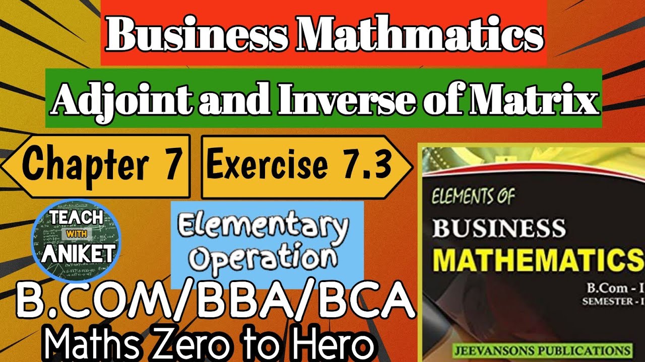 Ex - 7.3 || Business Mathmatics Chapter 7 of B.com - YouTube