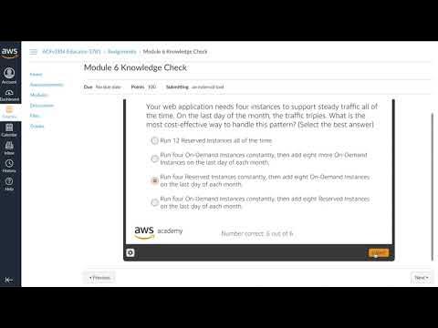 AWS Academy Cloud Foundation - Module 6 Knowledge Check - 2022 Version ...