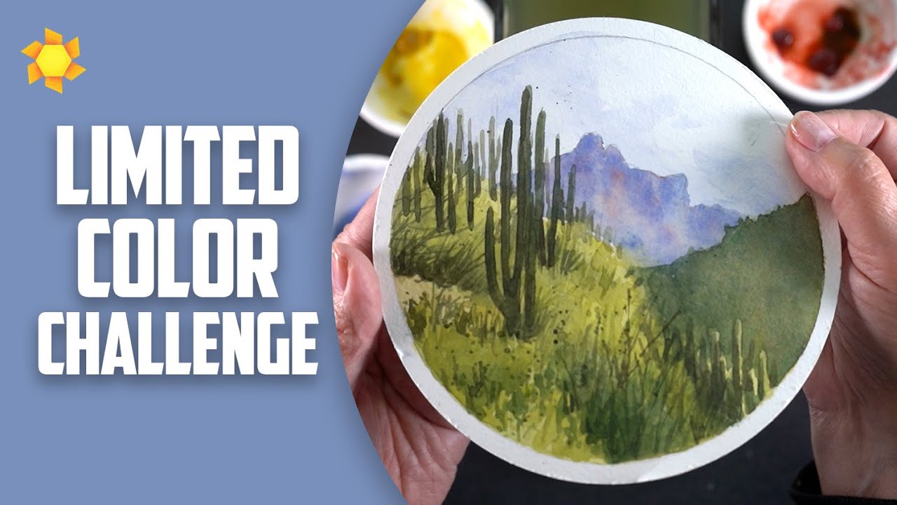 LIMITED COLOR CHALLENGE | southwest watercolor - YouTube