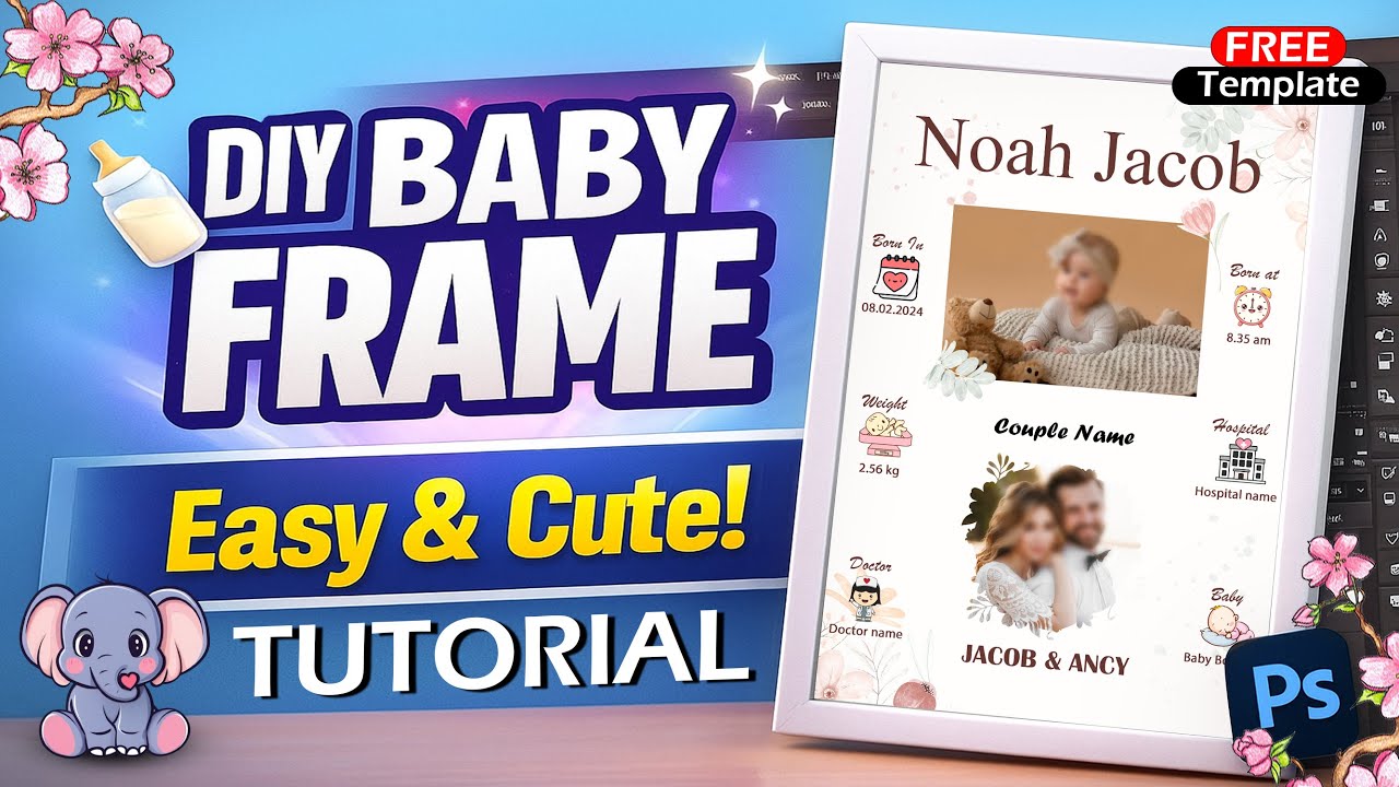DIY Baby Biography Frame in Photoshop | Easy Step-by-Step Tutorial ...