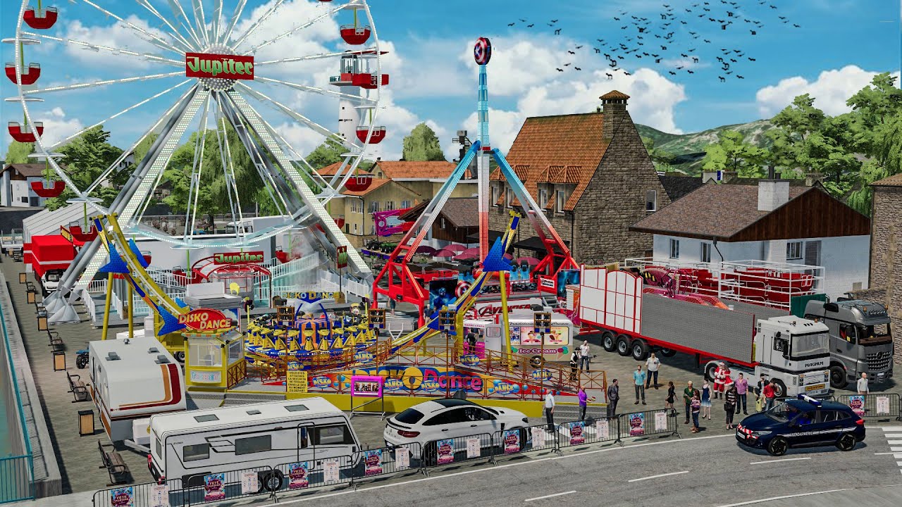 Montage Fête Foraine et Ducasse du village avec grande roue | Farming ...