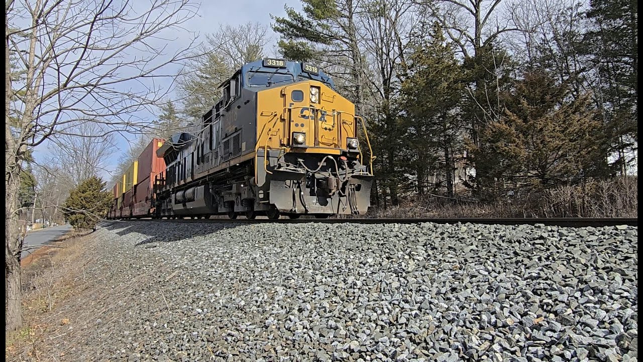 CSX Freight Train 3318 River Subdivision Line passing through ...