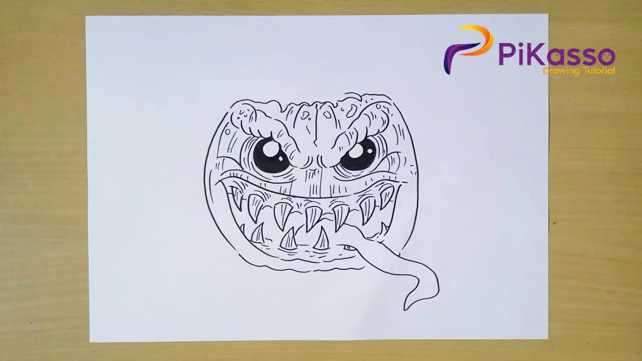 How to Draw Scary Pumpkins step by step - YouTube