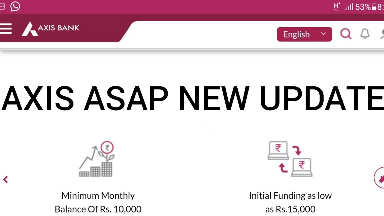 AXIS BANK ASAP ACCOUNT NEW UPDATE - YouTube