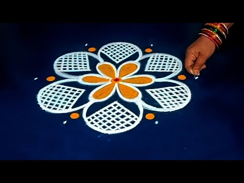 Traditional Friday Rangoli design 🌺 Easy Lotus Rangoli design - YouTube