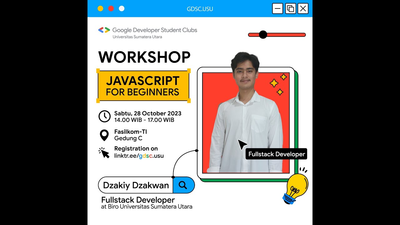 Workshop GDSC USU : Javascript For Beginners - YouTube