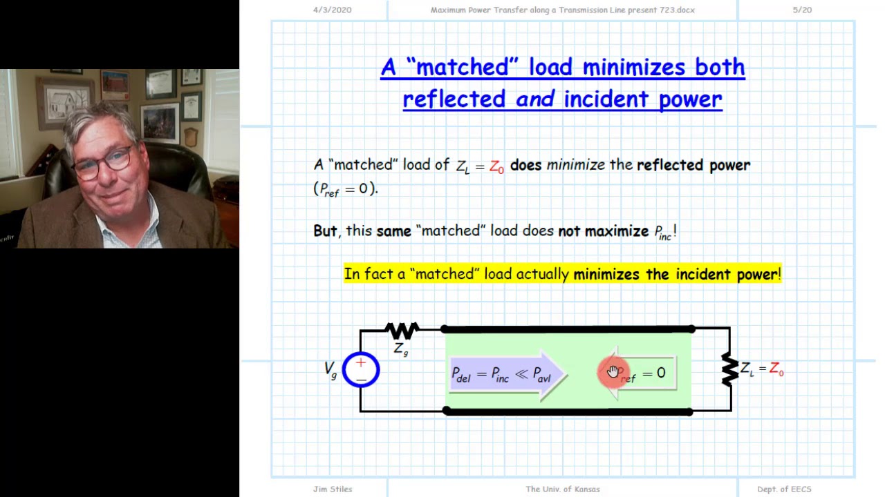 Maximum Power Transfer Along a Transmission Line - YouTube