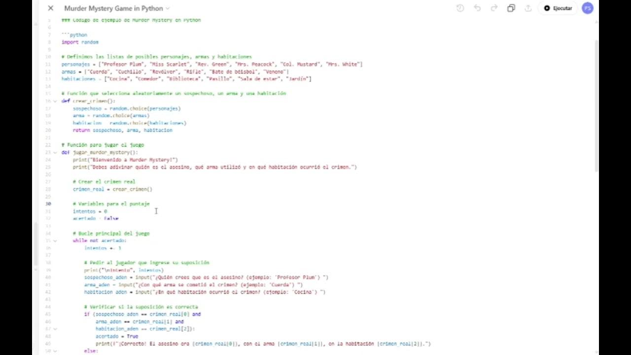 Murder Mystery Game in Python code - YouTube