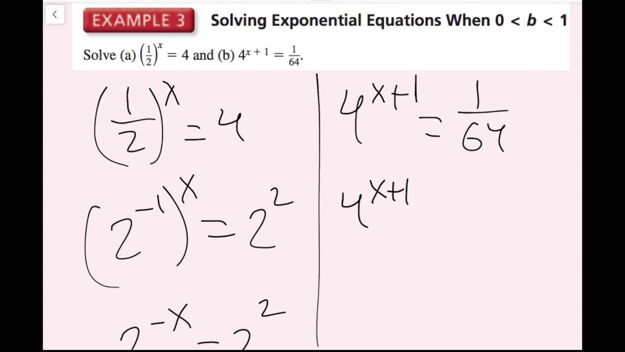 Solving Exponential Equations (6.5 Big Ideas Math - Algebra 1) - YouTube